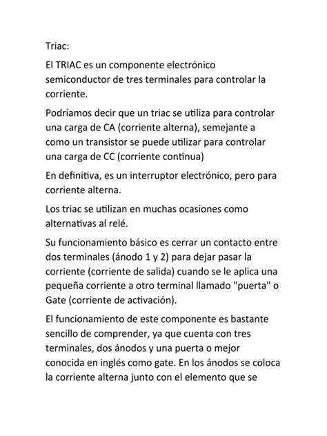 Triac 626233a451d7d81 Pdf Corriente Eléctrica Electrónica