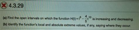 Solved Find The Open Intervals On Which The Function H T Chegg Com
