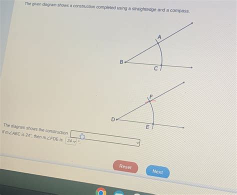 The Given Diagram Shows A Construction Completed Using A Straightedge And A Compass The [math]