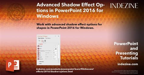 advanced shadow effect options in powerpoint 2016 for windows