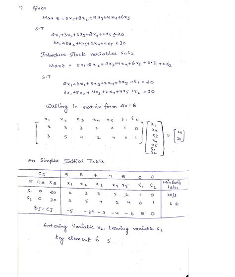 Solved Work Through The Matrix Form Of The Simplex Method Step By Step