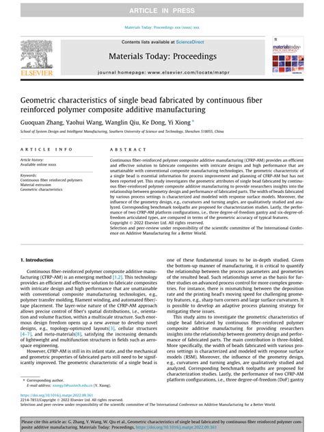 Pdf Geometric Characteristics Of Single Bead Fabricated By Continuous