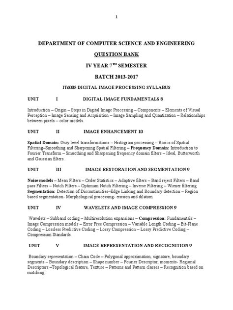 It6005 Digital Image Processing Qb Pdf Data Compression Code