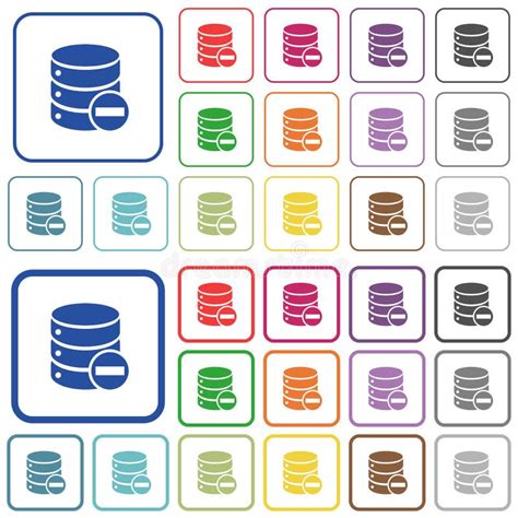 Remove From Database Outlined Flat Color Icons Stock Vector Illustration Of Query Delete