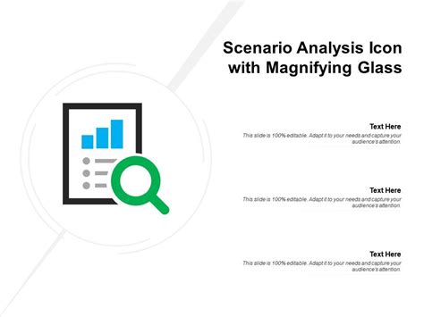 Scenario Analysis Icon With Magnifying Glass Powerpoint Slide Images Ppt Design Templates