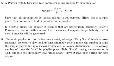 6 a poisson distribution with rate parameter μ has