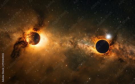 Eclipsing Binary Stars An Enthralling Image Showcasing The Intricate