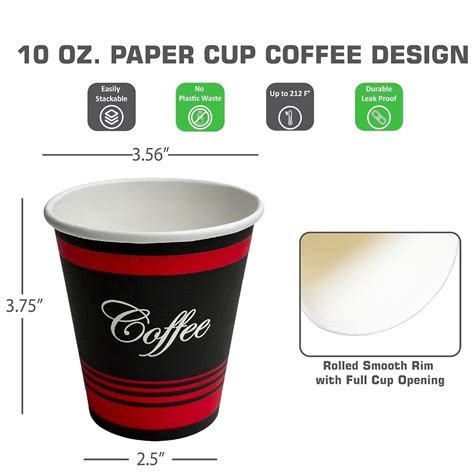 Premium 10 Oz Coffee Cups 1000 Pack Leak Proof Disposable Hot