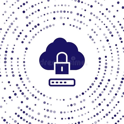 Blue Cloud Computing Lock Icon Isolated On White Background Security Safety Protection