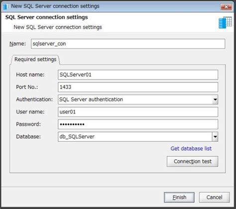 Official Sql Server Connection Settings