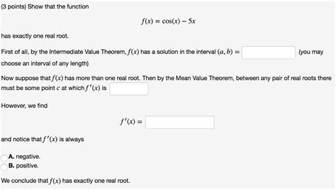 solved 3 points show that the function f x cos x −5x has