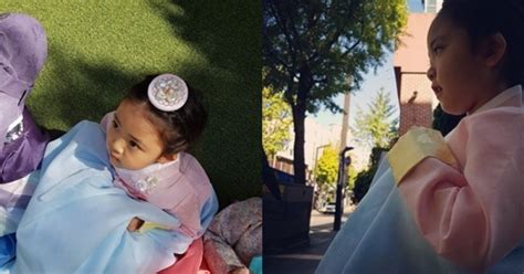 한복 입고 깜찍하게 정시아 딸 서우 남다른 추석 맞이