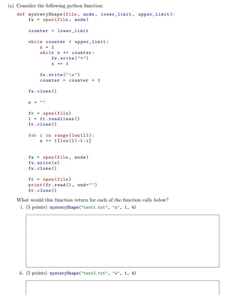 Solved A Consider The Following Python Function Def
