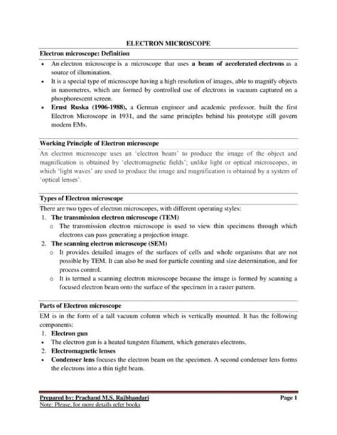 Electron Microscope And Its Types Pptx