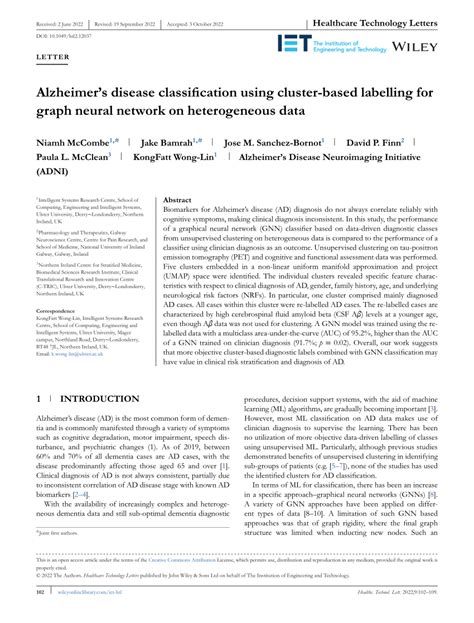 Pdf Alzheimers Disease Classification Using Cluster‐based Labelling