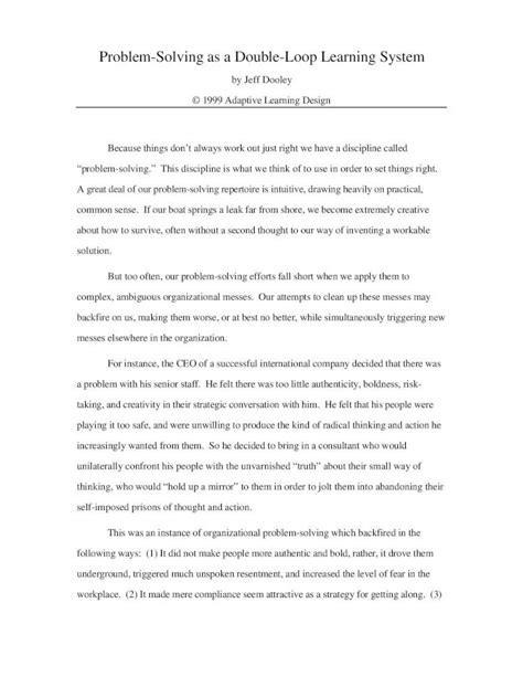 Pdf Problem Solving As A Double Loop Learning System · Page 3 The