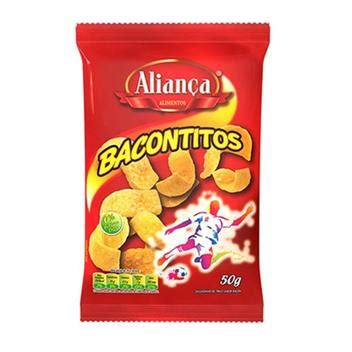 Salgadinho Bacontitos Aliança Sabor Bacon 50g Salgadinhos E