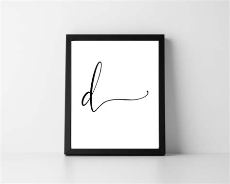 Letter D Lowercase Script Digital Printable Art Instant Download