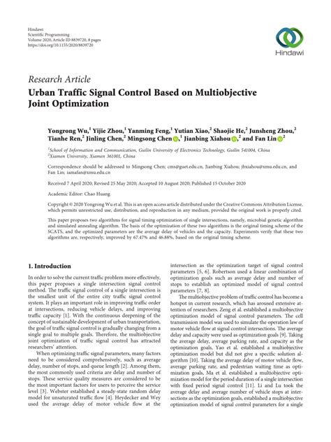 Pdf Urban Traffic Signal Control Based On Multiobjective Joint