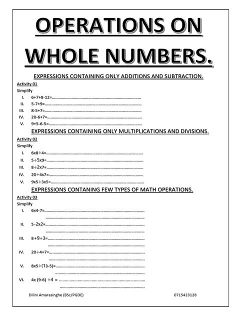 Math Operations Pdf