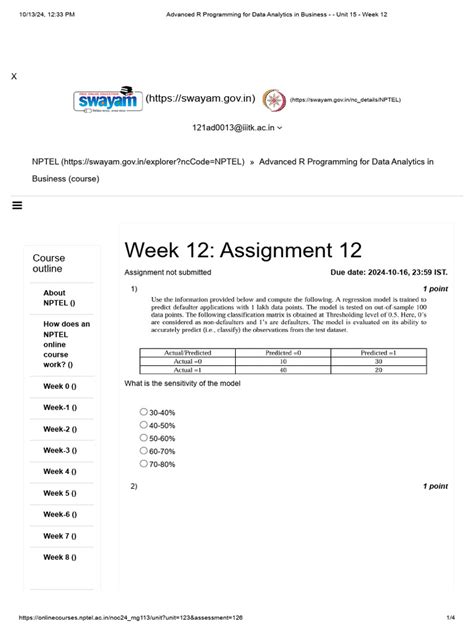 advanced r programming for data analytics in business unit 15 week