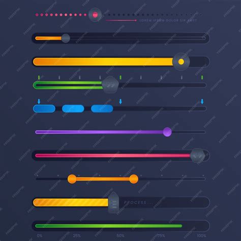 그라데이션 컬러 Ui 슬라이더 컬렉션 무료 벡터