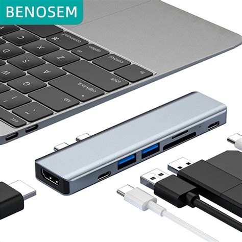 Benosem Usb C Hub Type C Multiport Converter With K Hdmi Tf Micro Sd Card Reader Pd Charging