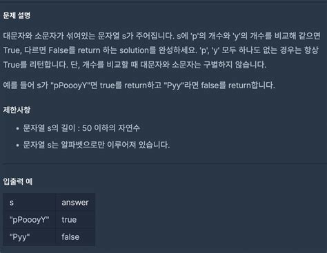 프로그래머스 Level1 문자열 내 P와 Y의 개수