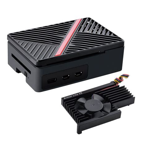 Geeekpi Abs Case For Raspberry Pi 5 Raspberry Pi 5 Case With Armor Lite V5 Heatsink Cooler Fan