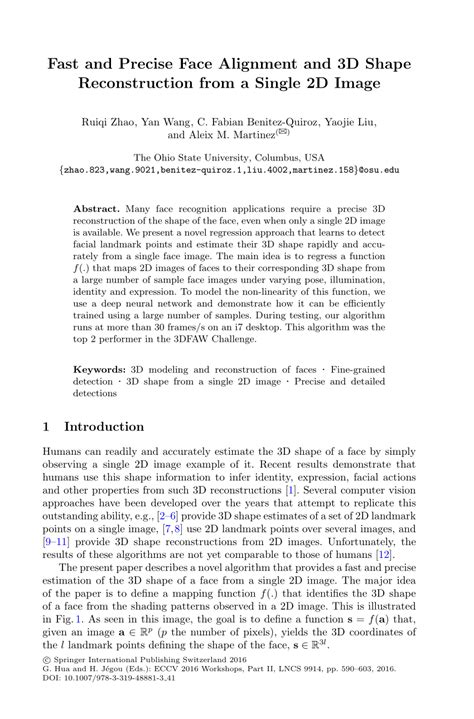 PDF Fast And Precise Face Alignment And D Shape Reconstruction From A Single D Image