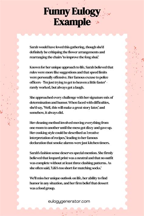5 Funny Eulogy Templates To Use As Inspiration Eulogies By Jen
