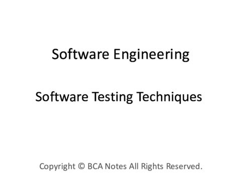 Pdf Software Engineering Software Testing Techniques