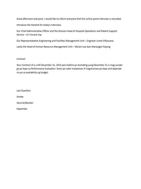 Panel Interview Script Pdf