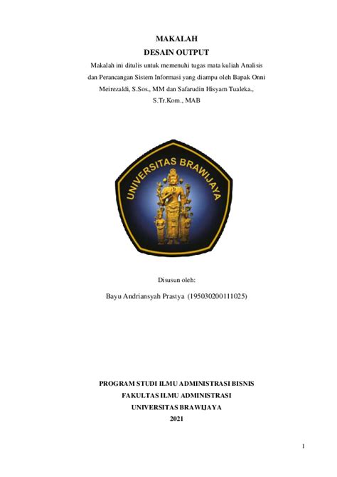 pdf makalah desain output analisis dan perancangan sistem informasi