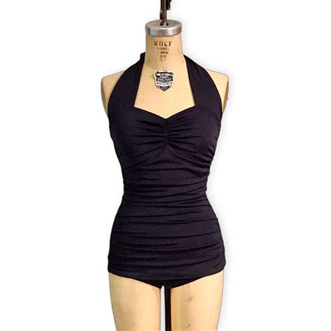 Helen Retro Vintage One Piece Womens Swimsuit Solid Colors Custom