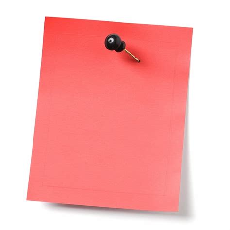 Premium Photo Blank Red Sticky Note With Black Push Pin Isolated
