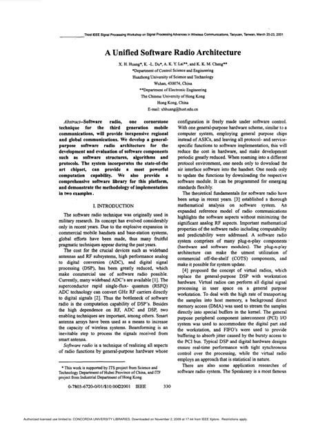 Pdf A Unified Software Radio Architecture