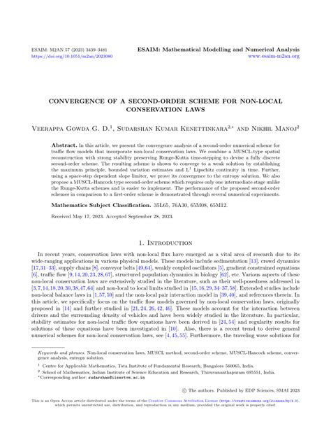 Pdf Convergence Of A Second Order Scheme For Non Local Conservation Laws