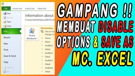 Cara Disable Options Dan Save As Di Excel Youtube Cara Disable Options Dan Save As Di Excel Youtube