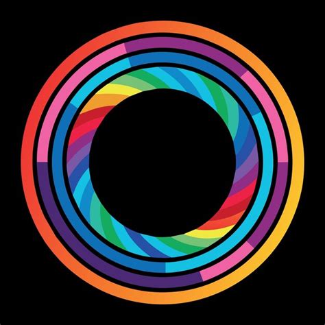 Vector Abstract Circles Lines Round Frame Overlay Colorful Rainbow Isolated On Black Background