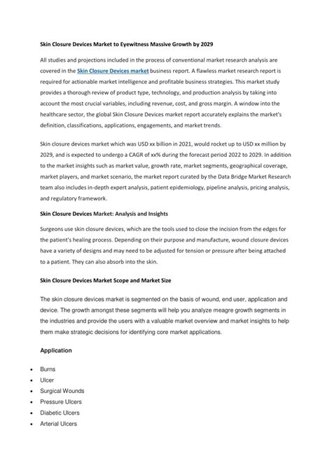 Ppt Skin Closure Devices Market To Eyewitness Massive Growth By 2029 Powerpoint Presentation