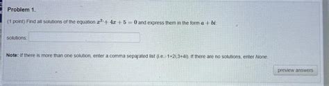 Solved Problem 1 1 Point Find All Solutions Of The