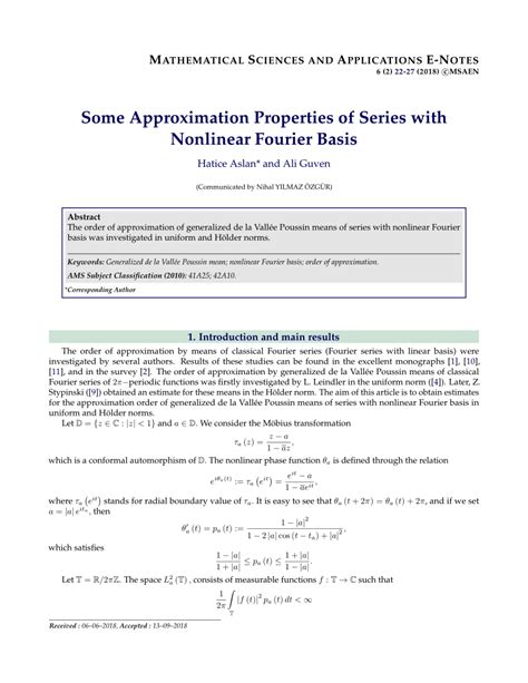 Pdf Some Approximation Properties Of Series With Nonlinear Fourier Basis