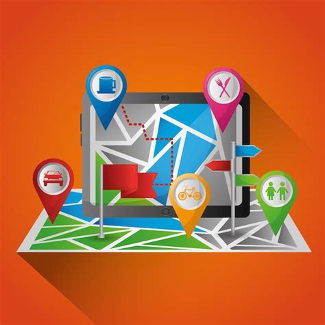 Premium Vector Gps Navigation Application App Showing Location Places Premium Vector Gps Navigation Application App Showing Location Places