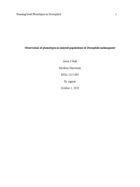 Lab Report 1 Pdf Genetics Model Organism