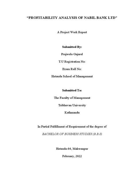 Profitability Analysis Of Nabil Bank Ltd 2022 Pdf Banks Return On