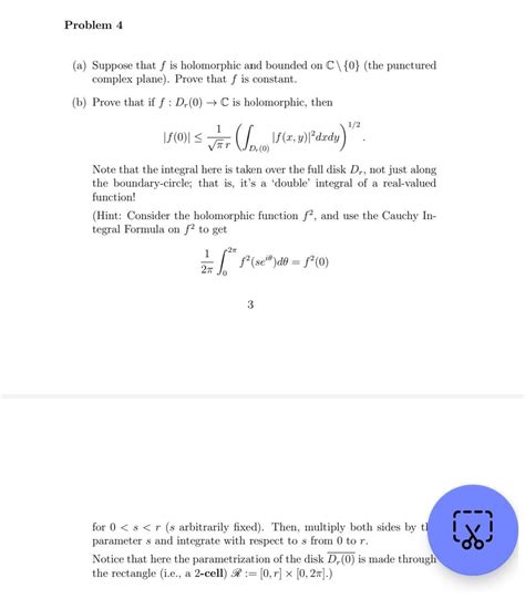 Solved A Suppose That F Is Holomorphic And Bounded On