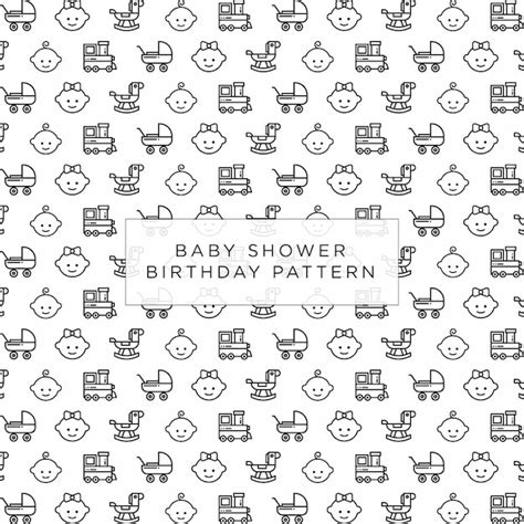 베이비 샤워 생일 패턴 배경 디자인 프리미엄 벡터