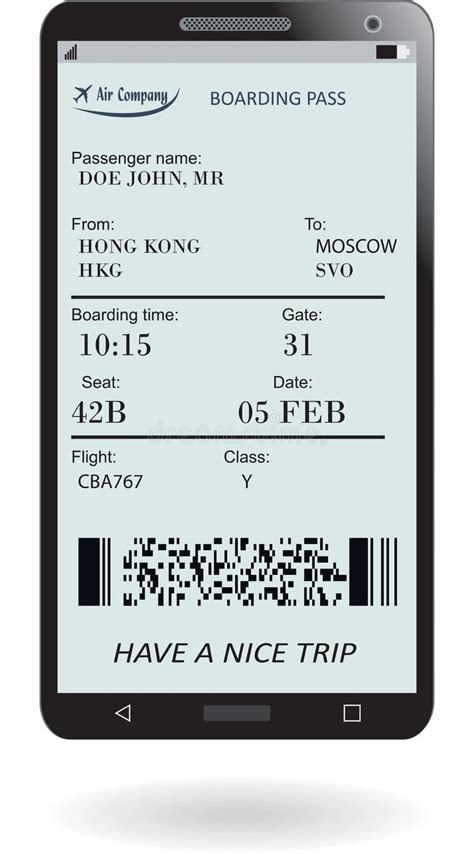 Electronic Boarding Pass Stock Illustrations 647 Electronic Boarding