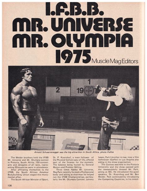 Ifbb Mr Universe Mr Olympia 1975 Vintage Body Building Magazines
